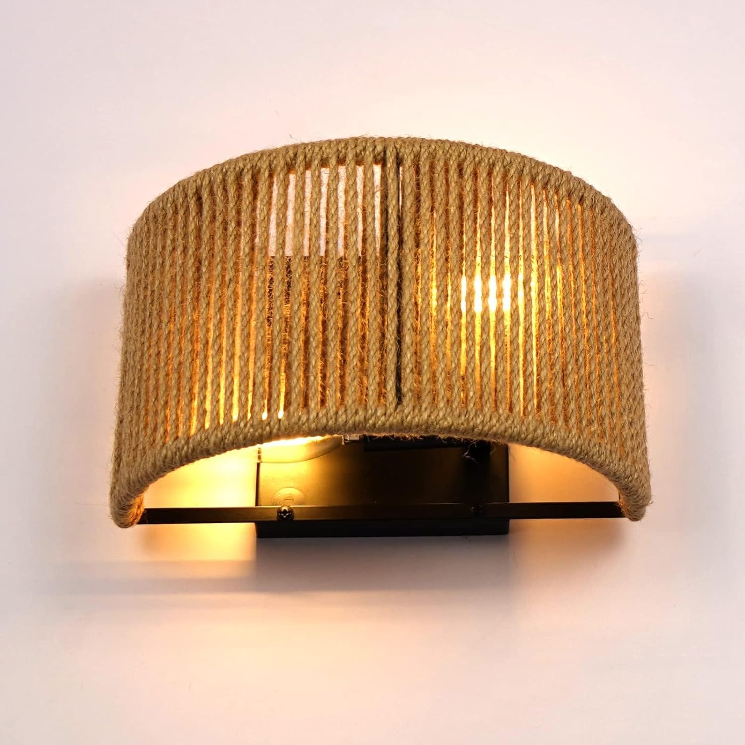 Wall Sconces Rustic Wall Lights Boho Wall Lamp with Hemp Rope Bedside ...