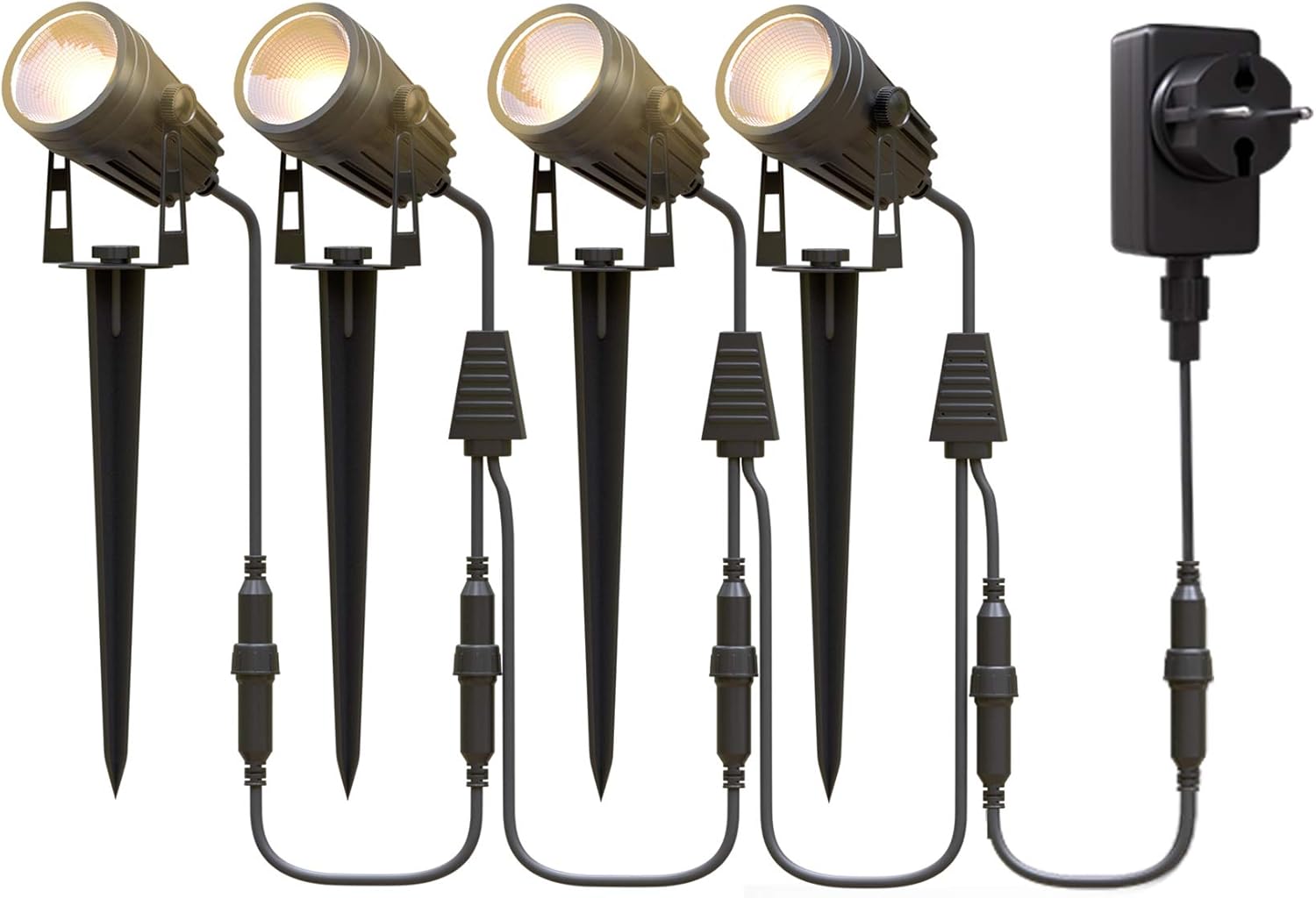 Aourow Led-Tuinverlichting,3W x 4 Warmwitte LED-Tuinlamp met Metalen ...