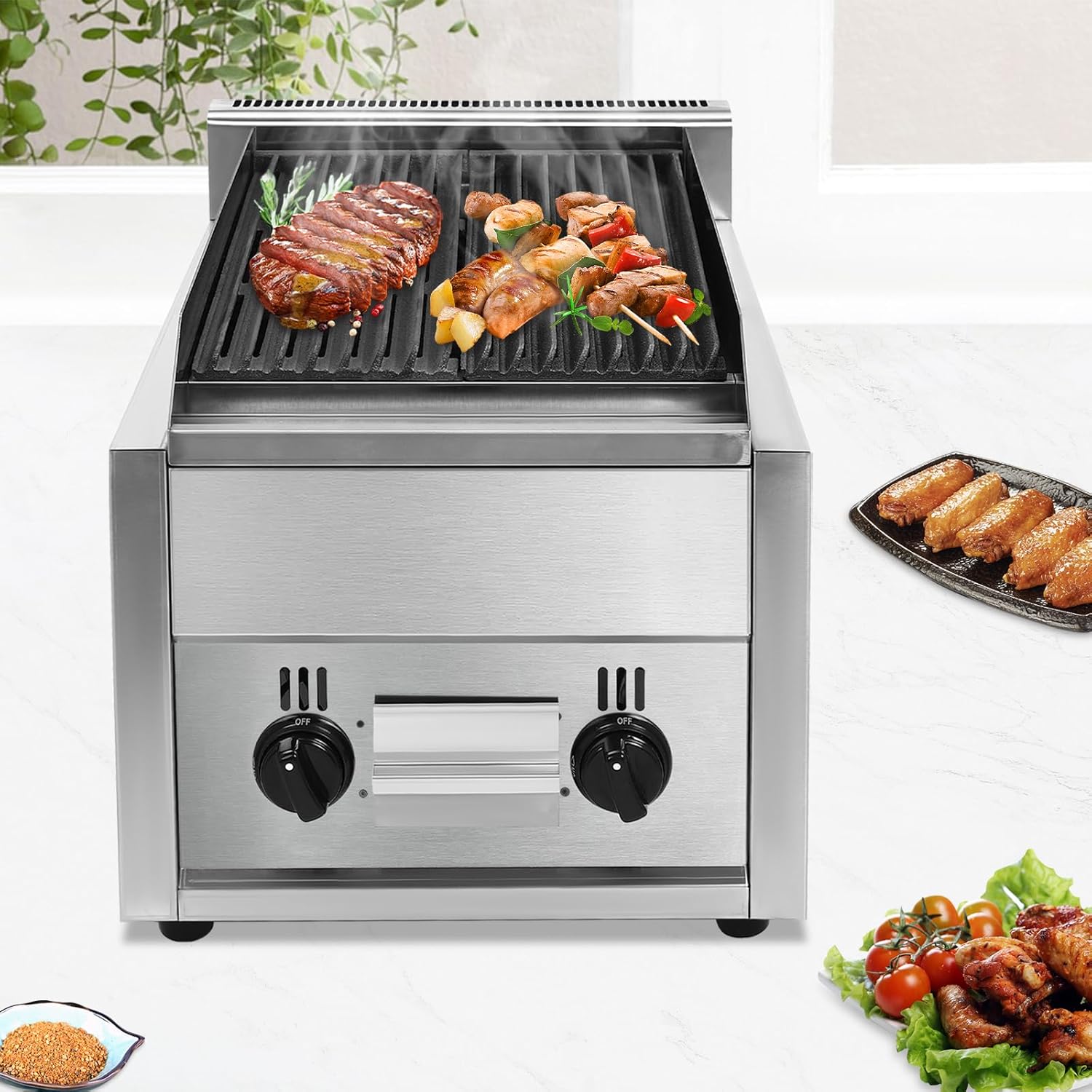 Amazon.com: 21" Commercial Char Broiler Grill - 2 Burner Gas/Propane ...