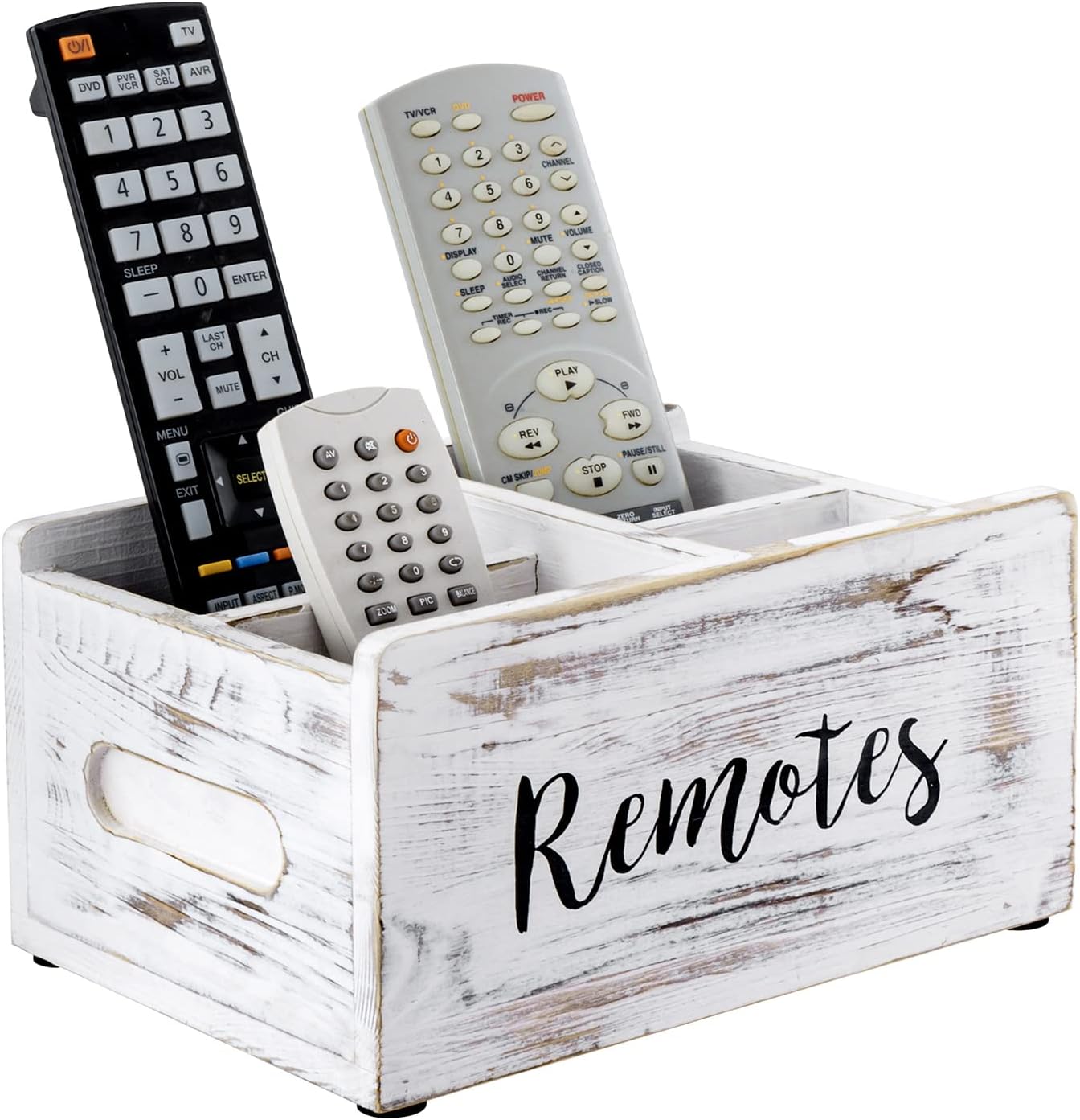 Amazon.com: MyGift Rustic Torched Solid Wood Remote Control Holder for ...