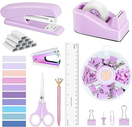 Amazon.com : Purple Desk Accessories, Office Supplies Stapler and Tape ...