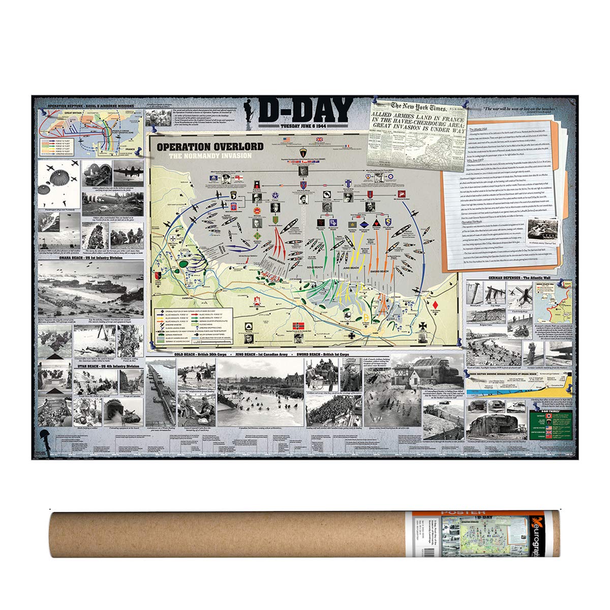 Amazon.com: EuroGraphics D-Day Poster, 36 x 24 inch: Posters & Prints