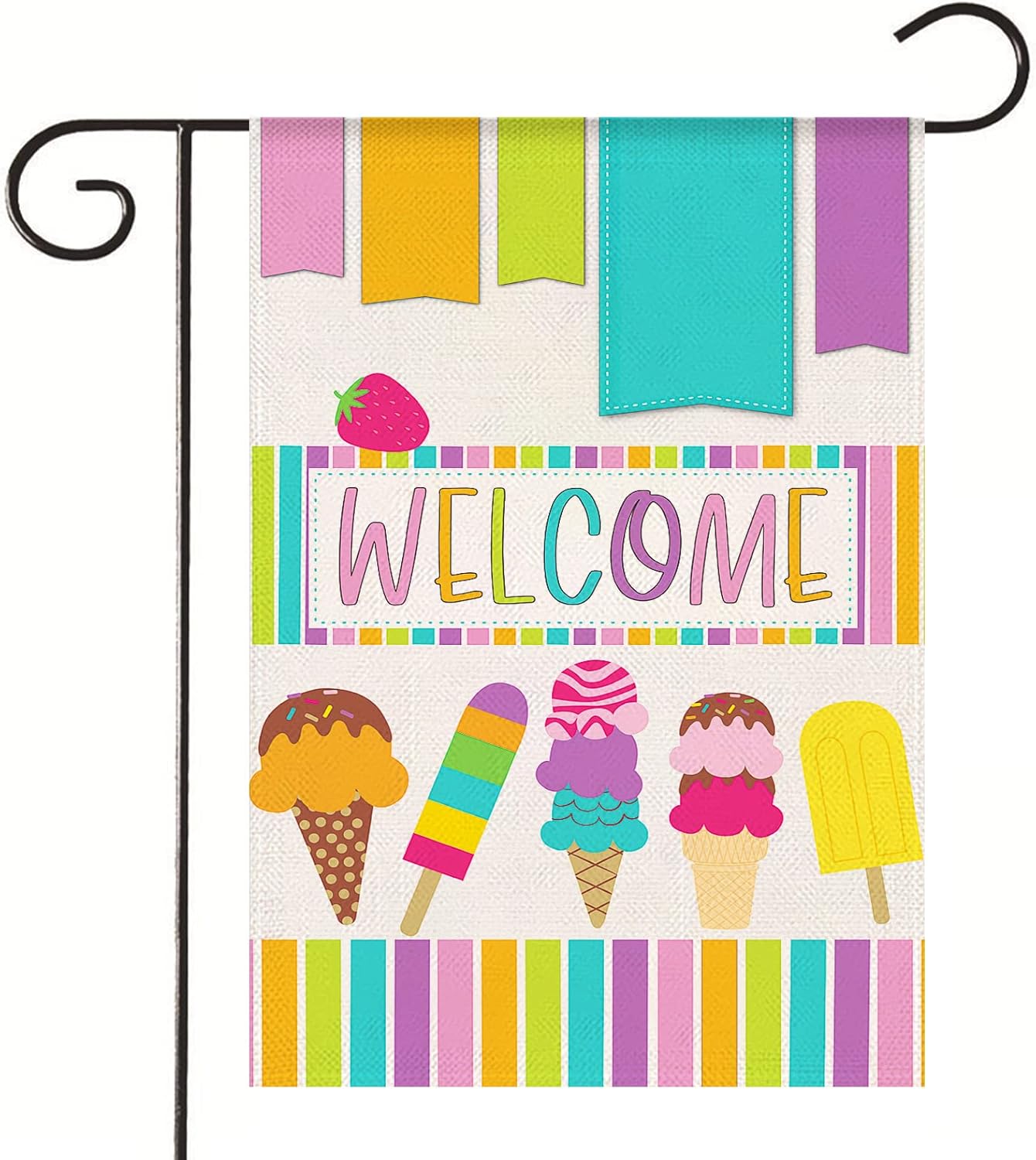 Amazon.com : HOMFREEST Welcome Summer Garden Flag 12x18 Inch Vertical ...