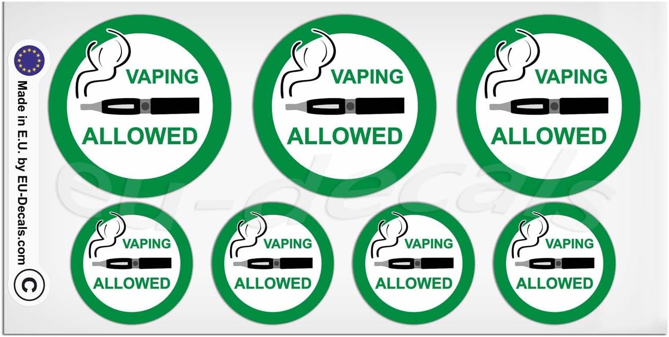 Amazon.com: Set of 7 60mm/2.36" & 40mm/1.57""Vaping Allowed Laminated ...