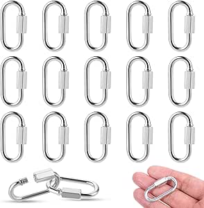 15Pcs Chain Links Heavy Duty Stainless Steel Carabiner Large Opening ...