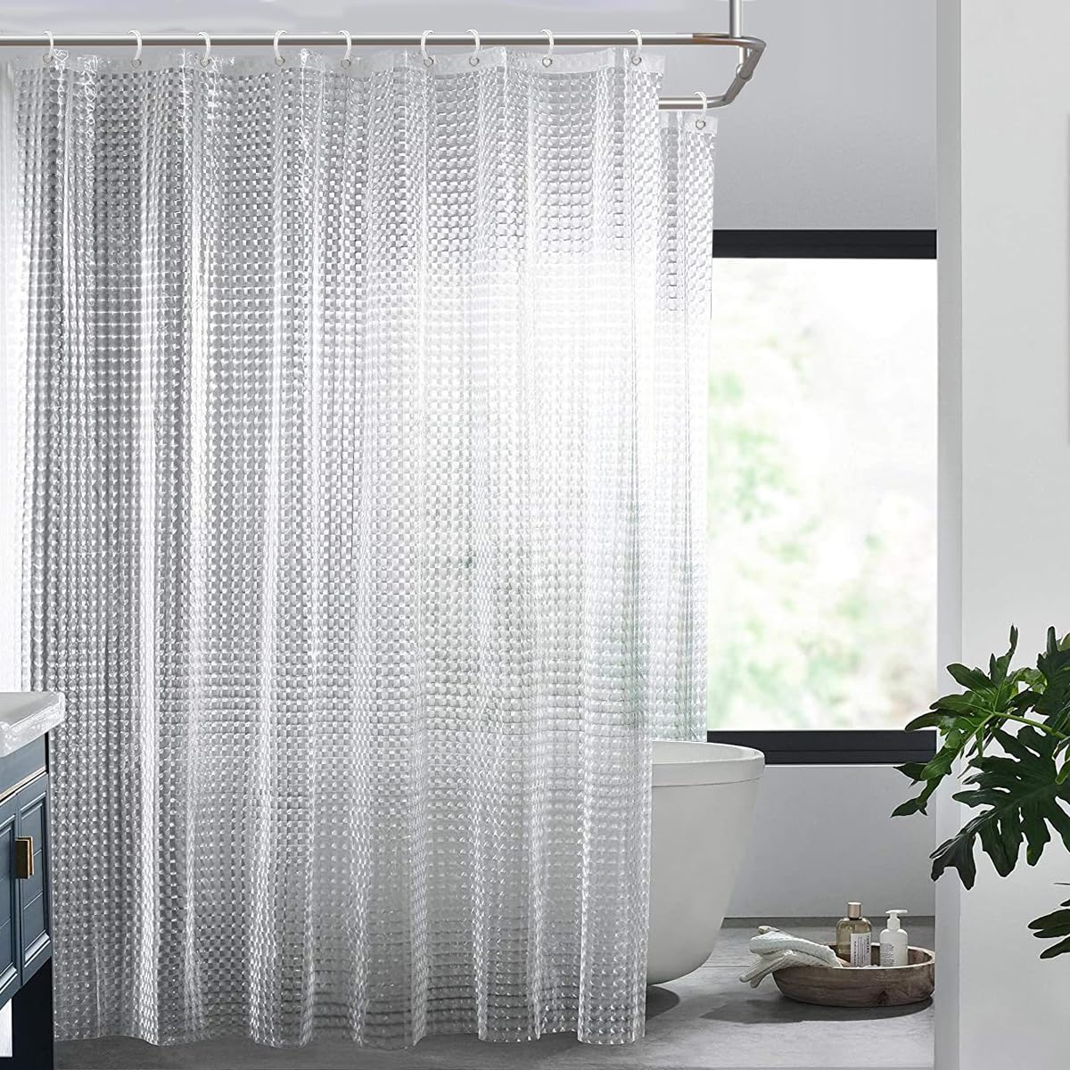 Amazon.com: zokyer Clawfoot Tub Shower Curtain Wrap Around Clear ...