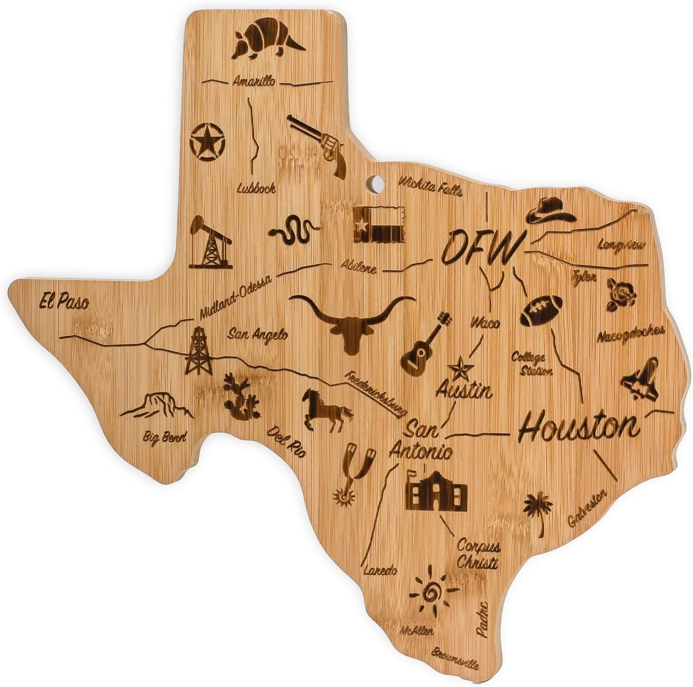 Amazon.com: Thirstystone Large Texas Shaped Mango Wood & Marble Serving ...