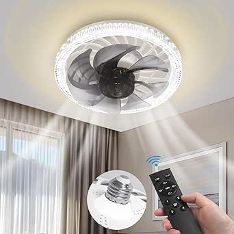 Aqonsie E27 Socket Fan Light with Remote, Ceiling Fans with Lights ...