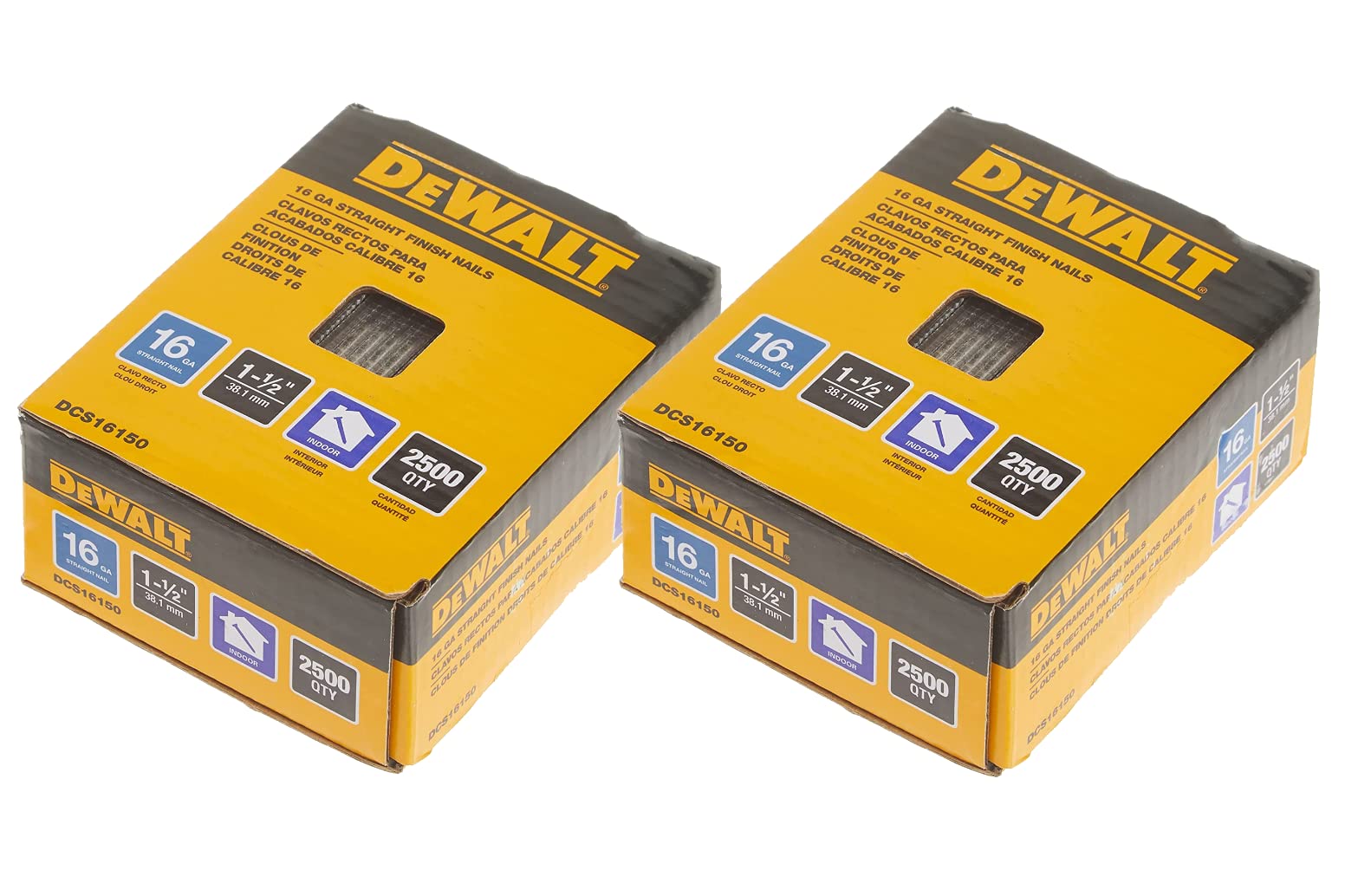 DEWALT DCS16150 2 Pack 1-1/2in. 16 Gauge Straight Finish Nail (25,000 ...