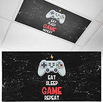 Eat Sleep Game Repeat Fluorescent Light Covers 1 Pack Cartoon Game ...