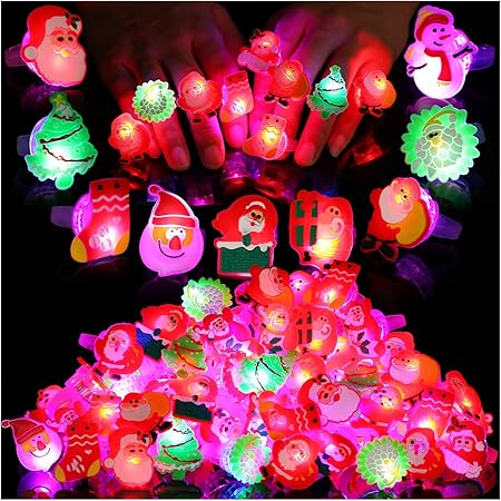 Amazon.com: Qvatox 50Pcs Christmas Light Rings Party Favors Christmas ...