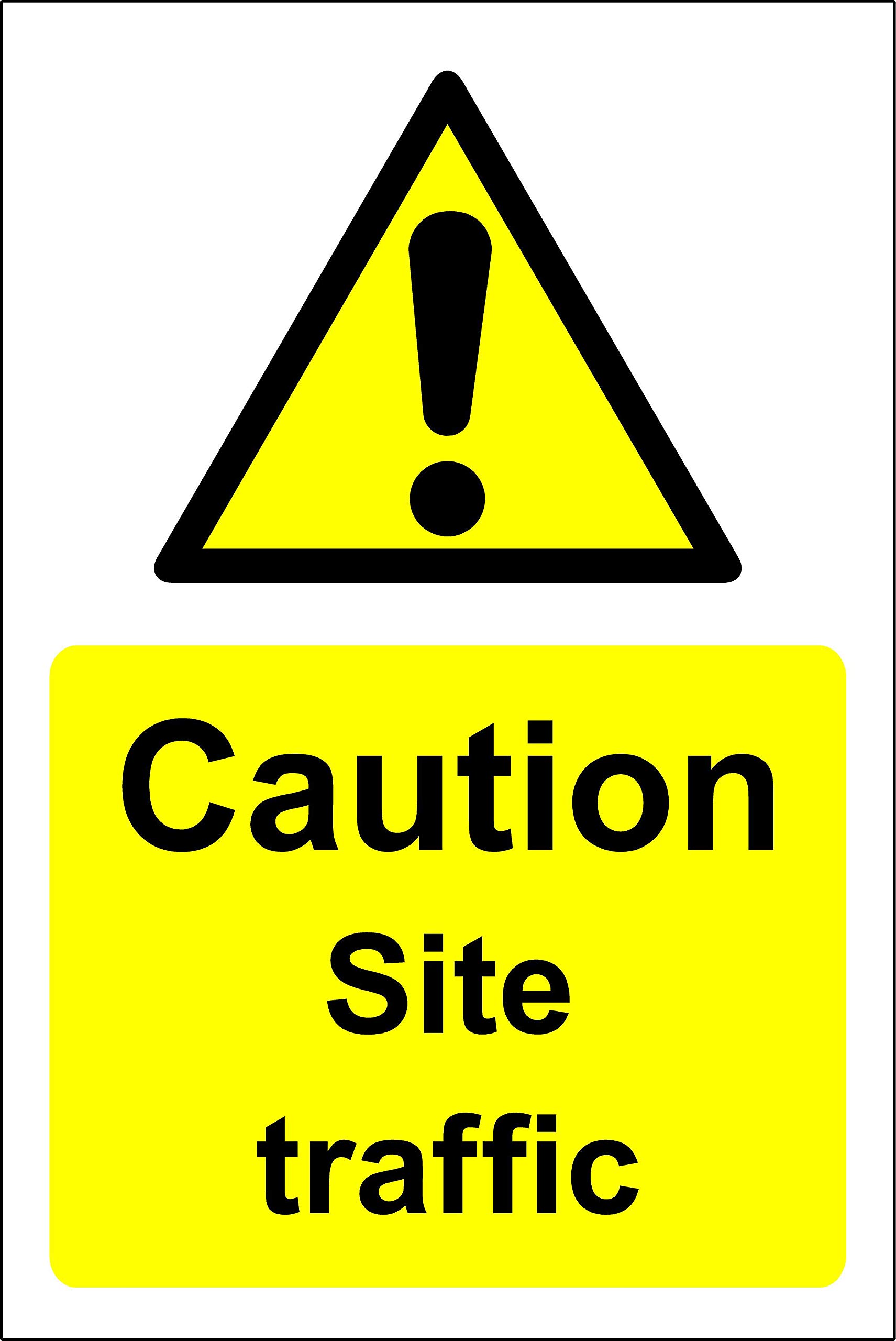 Caution site traffic construction Safety sign - 1.2mm Rigid plastic ...