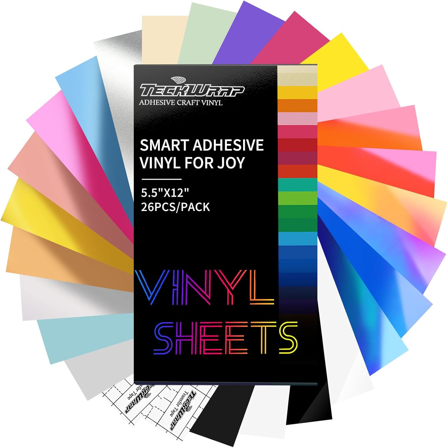 Amazon.com: TECKWRAP 5.5"x12" Smart Adhesive Vinyl 25 Colors ...