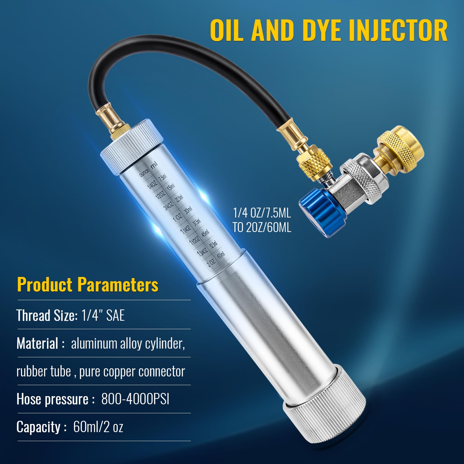 Snapklik.com : R134A R1234YF AC Oil Injector Tool AC Dye Injector Kit