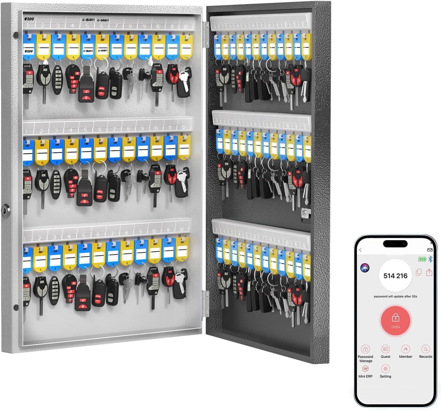Amazon.com: WeHere 72 Key Lock Box Wall Mount, APP Bluetooth/OTP/Wi-Fi ...