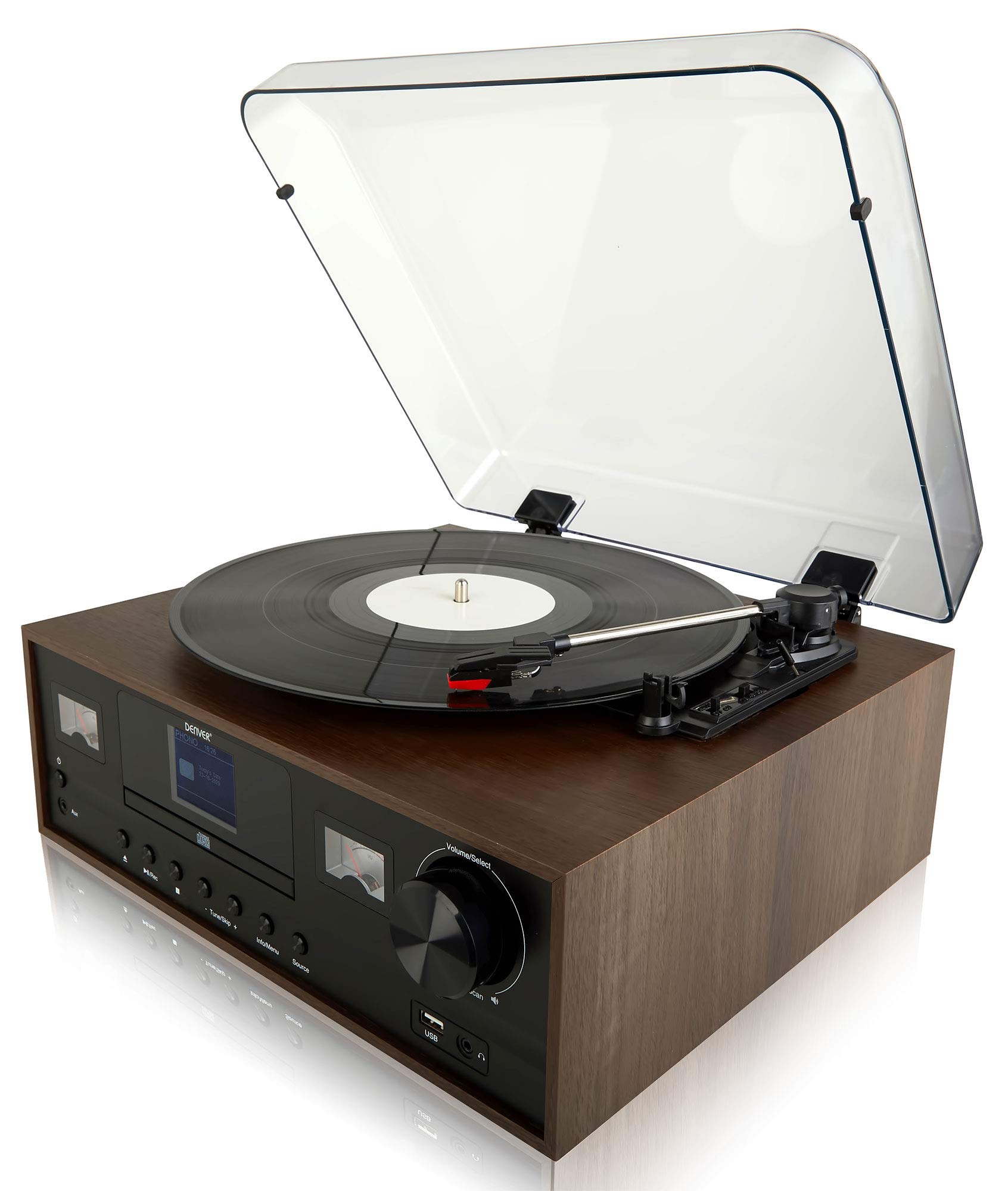 Denver MRD-105 7-in-1 Record Player Hi-Fi System With 2.4-inch Colour ...
