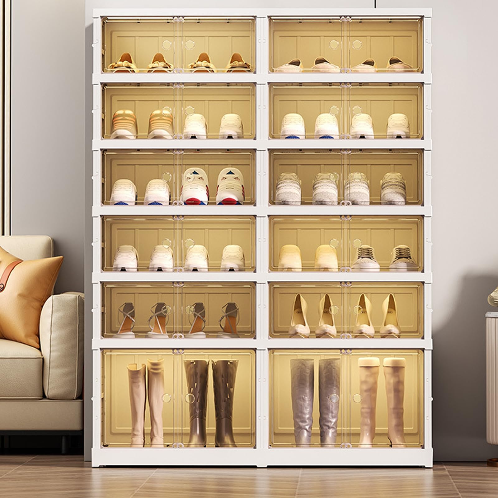Amazon.com: EntyzE Foldable Shoe Rack Organizer, 6-Tier Stackable Shoe ...