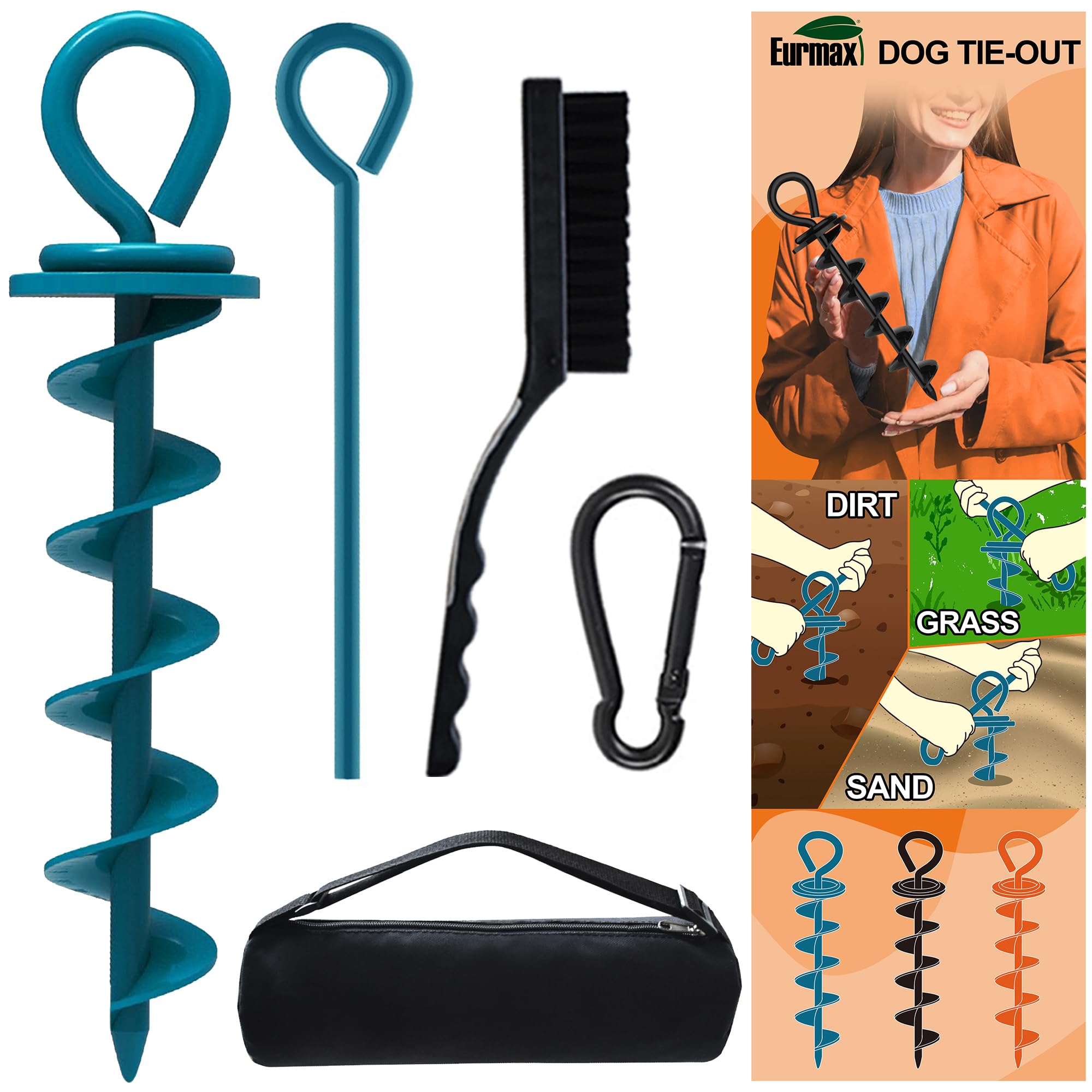 Amazon.com: Eurmax USA Heavy Duty Dog Tie Out Stake for Large Dogs up ...