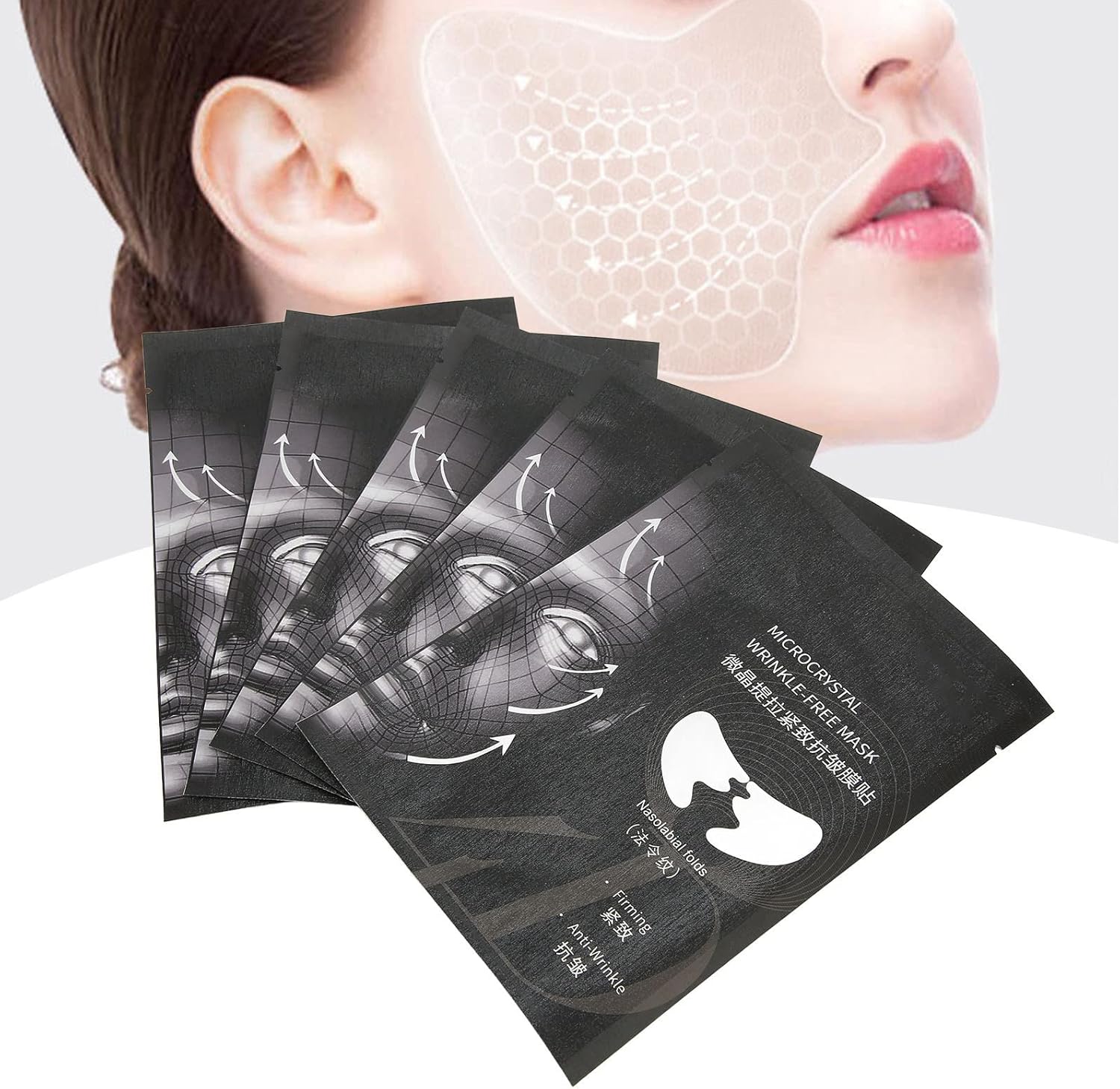 5 Pairs Hyaluronic Acid Microcrystalline Lifting Decree Patch, Beauty ...