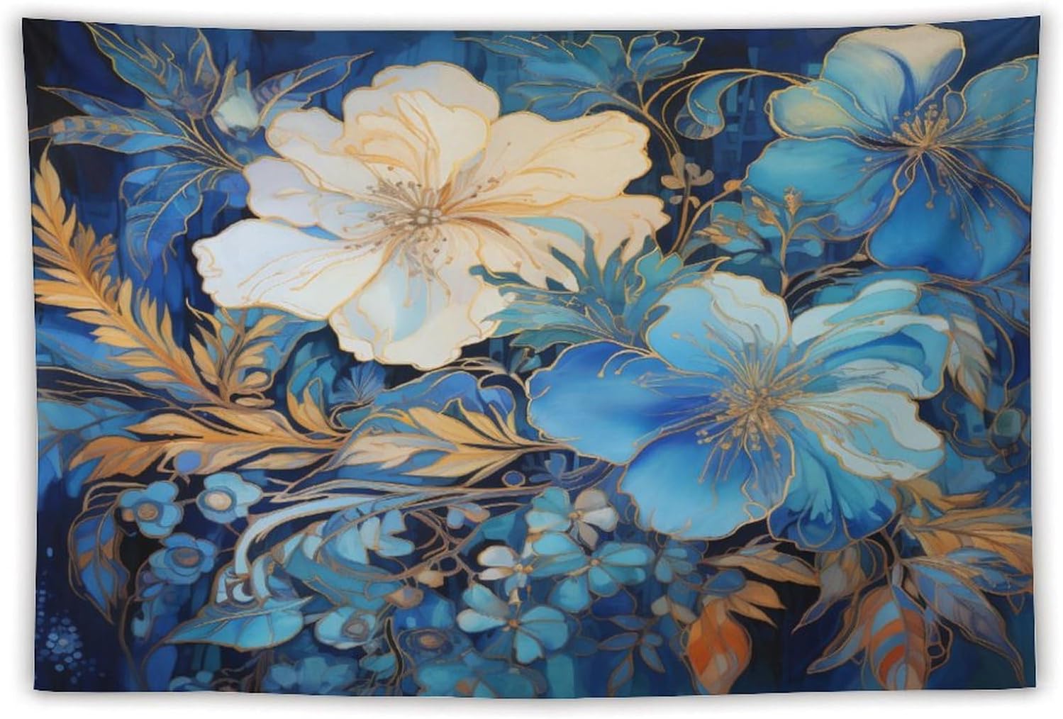 Amazon.com: MaSiledy Tapestry Beautiful Painting Tropical Flowers Blue ...