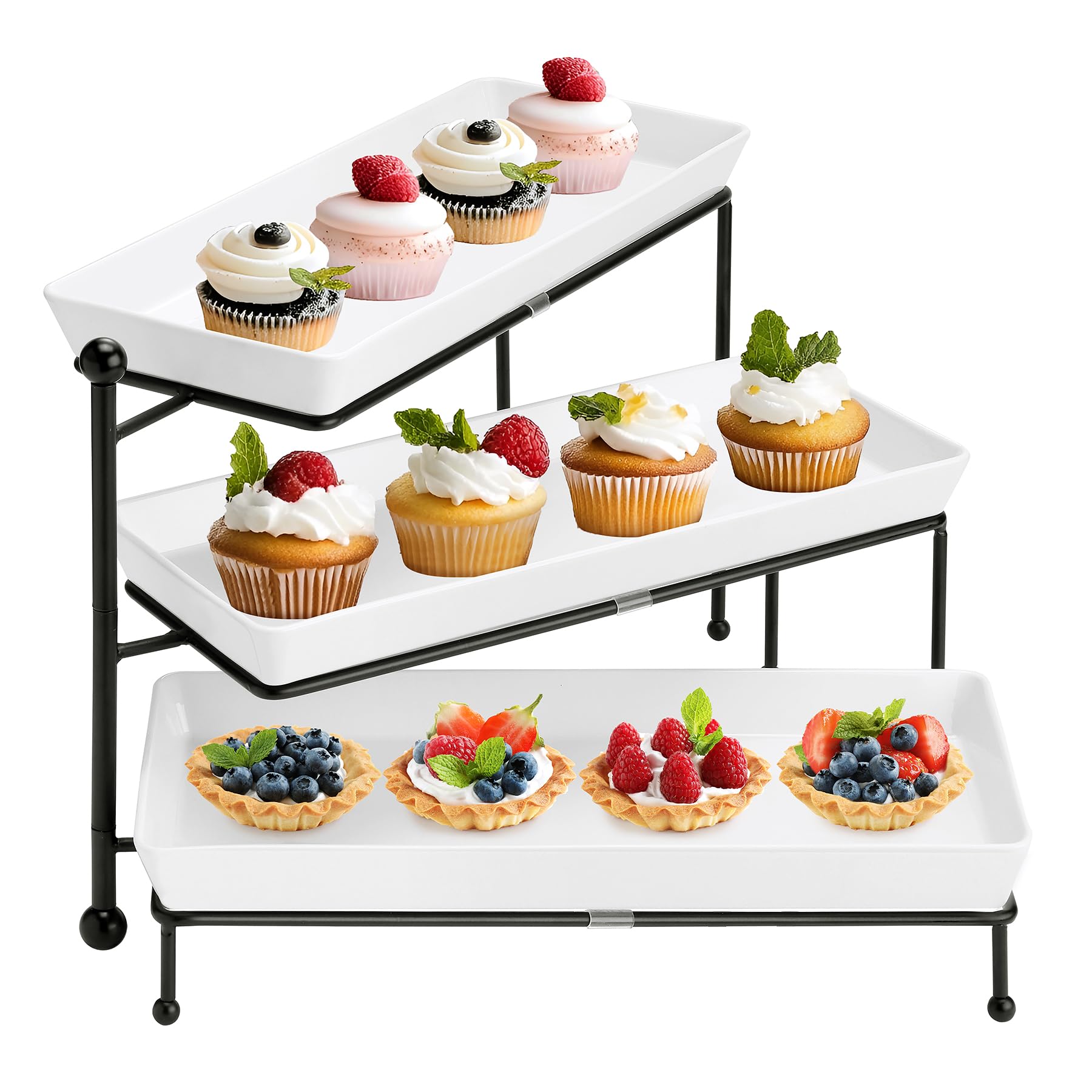 Snapklik.com : Yedio 3 Tiered Serving Stand, Foldable Rectangular Food ...
