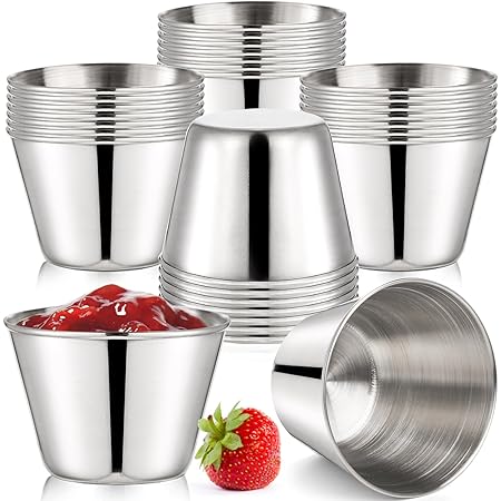Lawei 30 Pack 1.5 oz Stainless Steel Sauce Cups, Small Individual ...