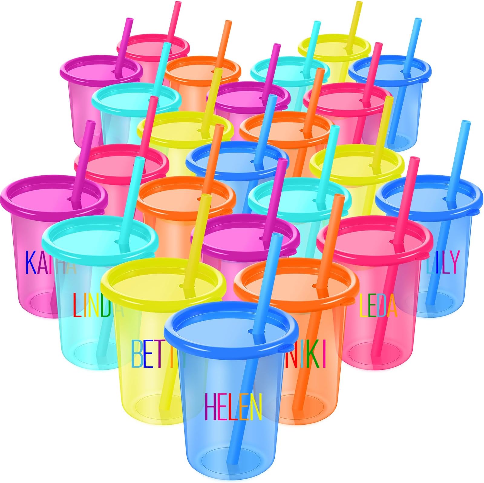Amazon.com: Leakproof 12oz Kids Party Cups With Lid and Straw 25Pk ...