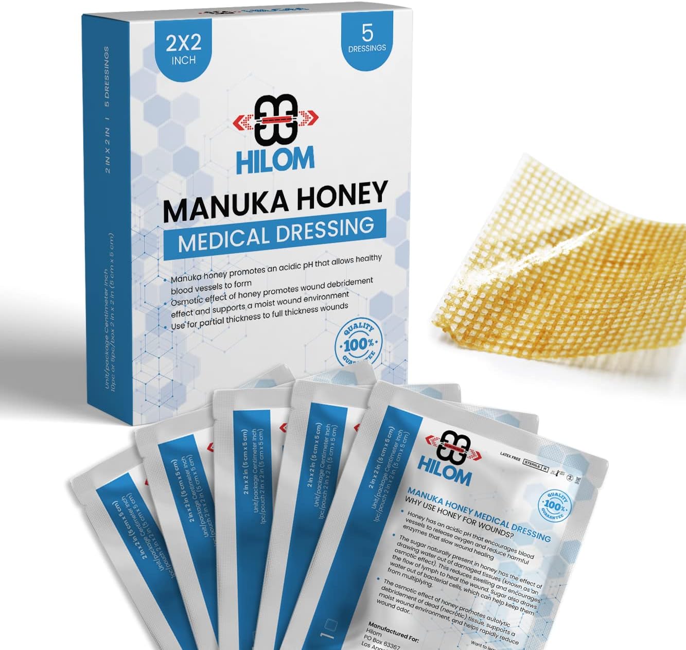 Amazon.com: L-Mesitran Tulle Dressing with 40% Medical Grade Honey ...