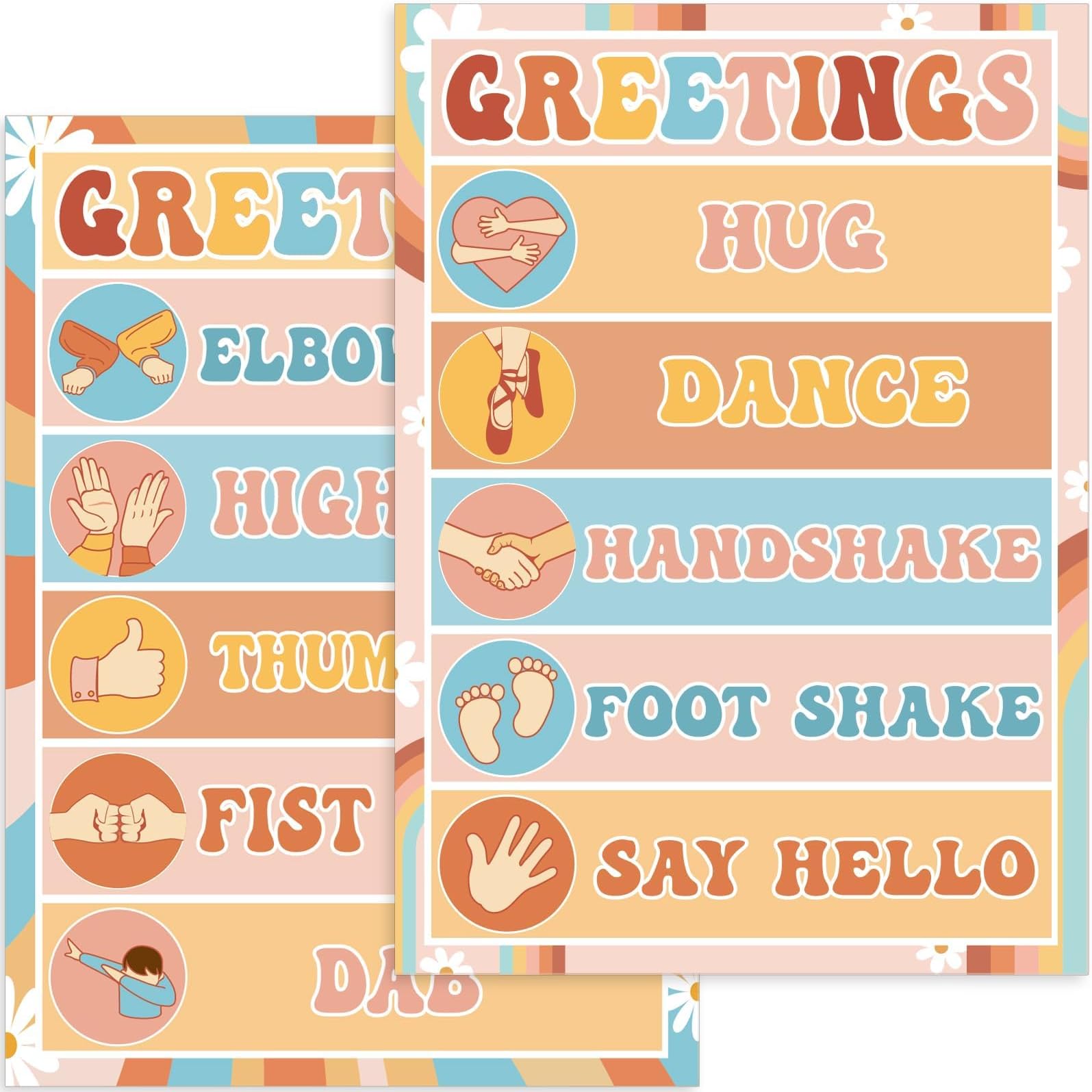 Amazon.com: QOUBAI Groovy Classroom Greetings Poster Decor, Classroom ...