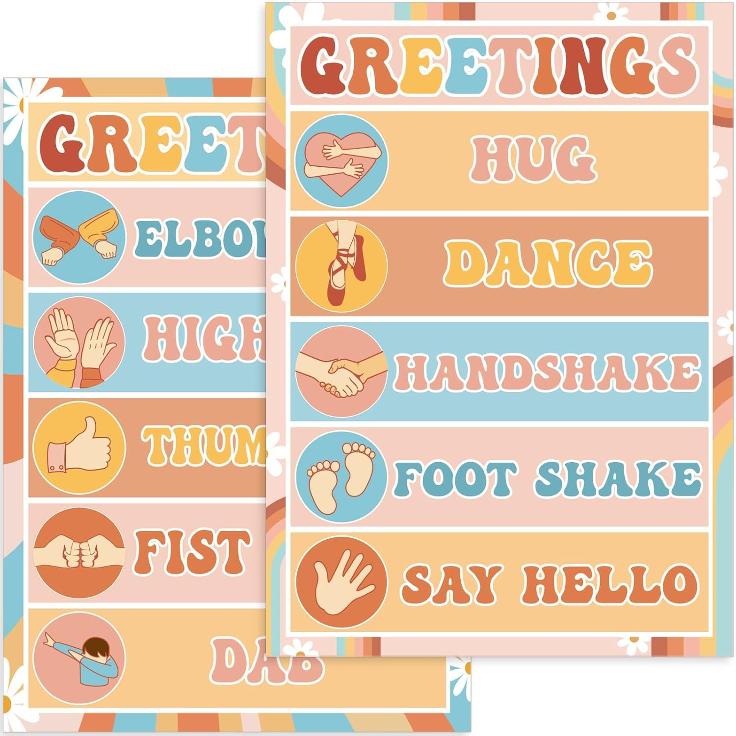 Amazon.com: QOUBAI Groovy Classroom Greetings Poster Decor, Classroom ...