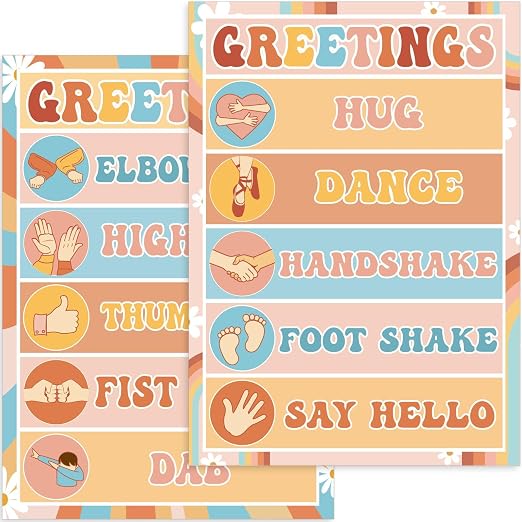 Amazon.com: QOUBAI Groovy Classroom Greetings Poster Decor, Classroom ...