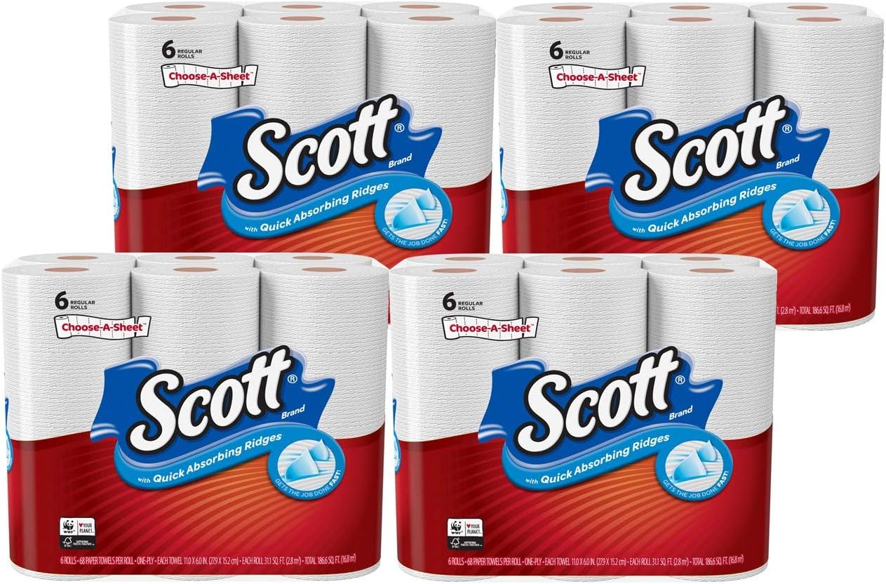 Amazon.com: Scott Choose-A-Sheet Regular Roll Paper Towels, 6 Count ...
