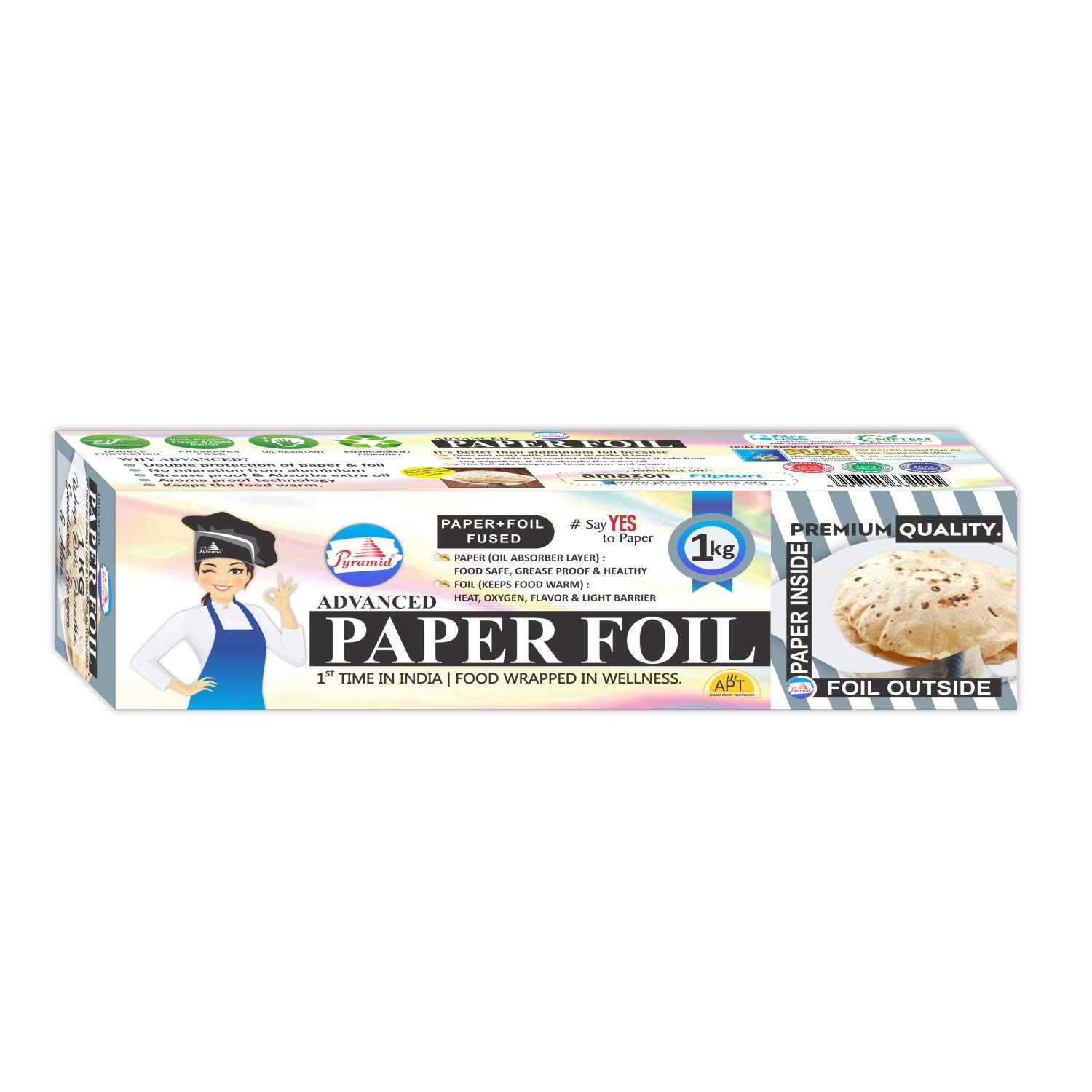 PYRAMID Paper FOIL ROLL 1 KG, Paper Inside & Foil Outside, 2 in 1 ...