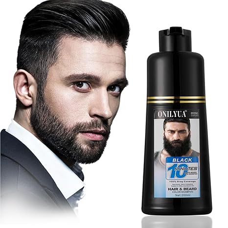 Amazon.com : Men's 3-in-1 Black Beard & Hair Dye Shampoo, Instant Grey ...