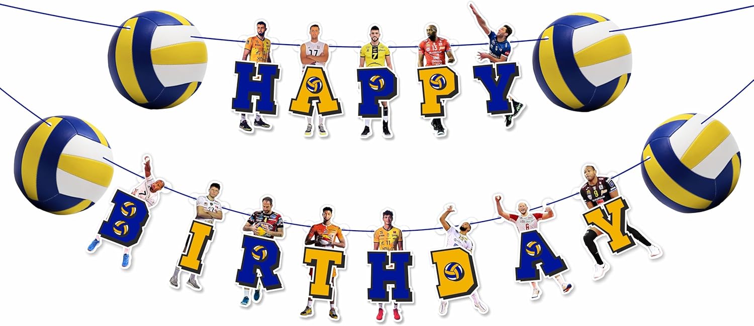 Amazon.com: Volleyball Happy Birthday Banner Decoration – Sports ...