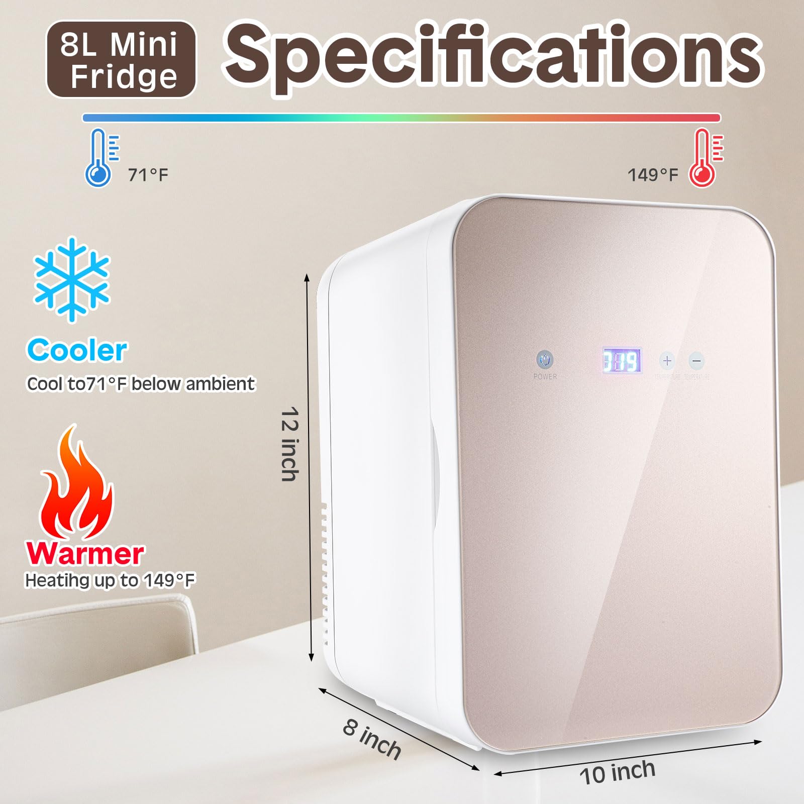 Snapklik.com : Tujoe 8L Mini Fridge For Bedroom Car Office 12V Small ...