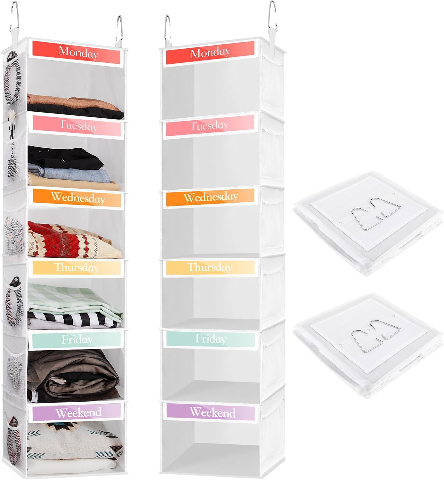Amazon.com: Amylove 2 Pcs 7 Shelf Weekly Hanging Closet Organizer 11.8 ...