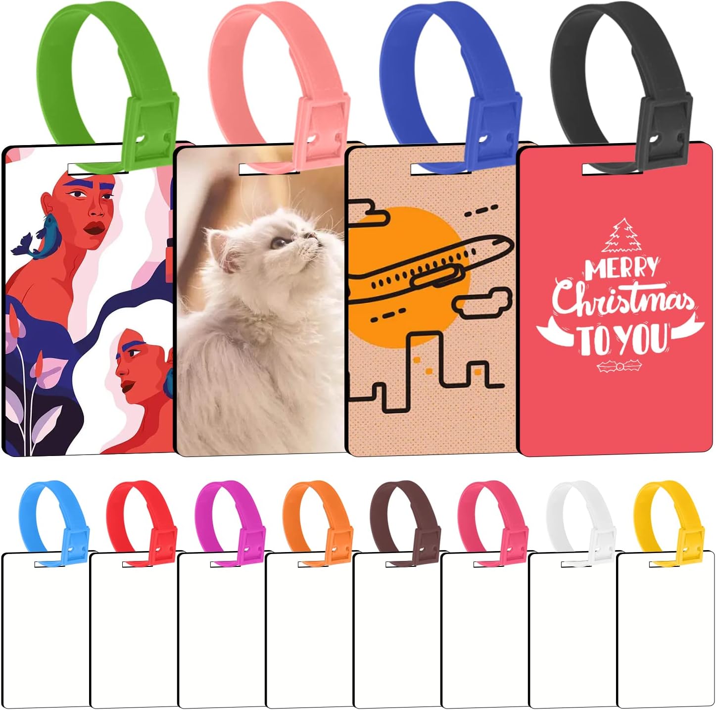 Amazon.com: Sublimation Blanks Luggage Tags 12Pcs White Blank Travel ...