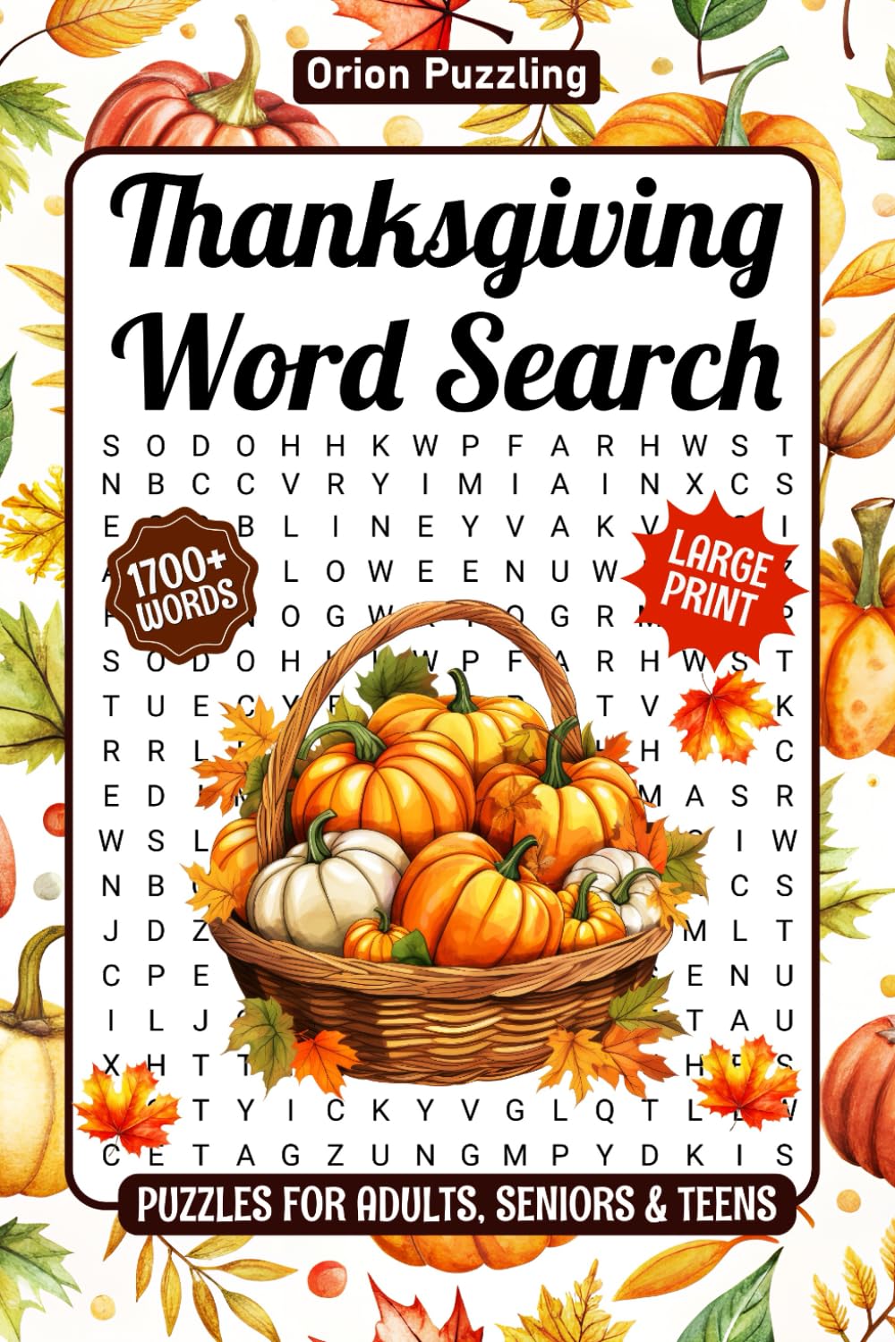 Amazon.com: 1700+ Thanksgiving Word Search For Adults Large Print: A ...
