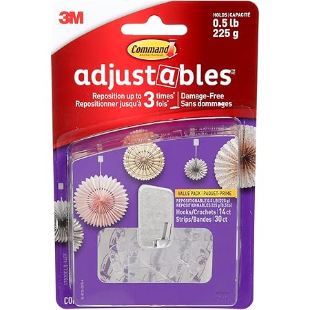 3M Command Adjustables Hooks & Clips [Repositionable]: Adjustable Clips ...