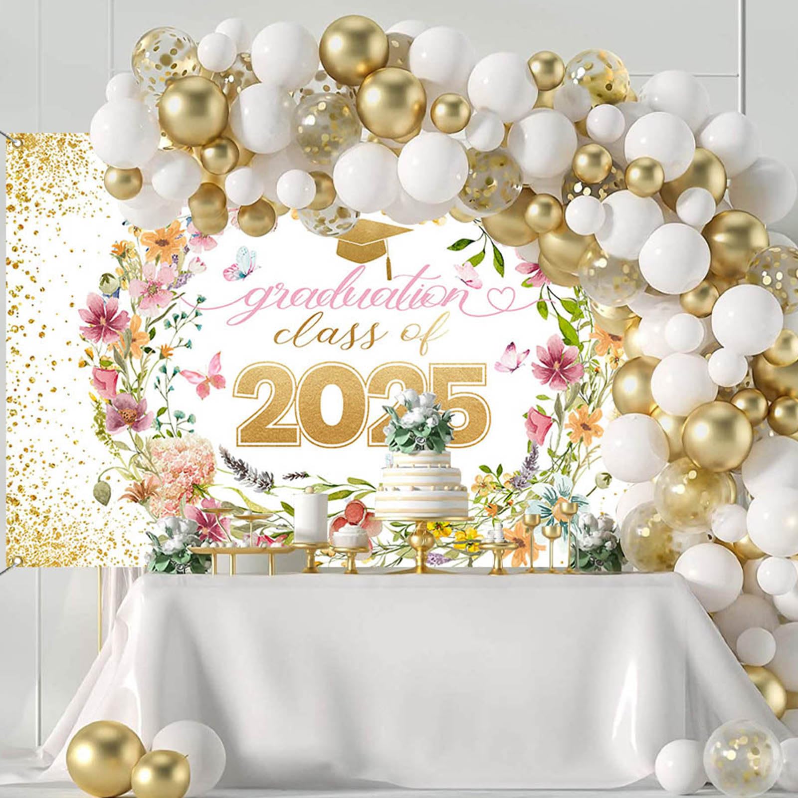 Watercolor Flowers Background LYCGS 8x6ft Graduation Backdrop - Class ...