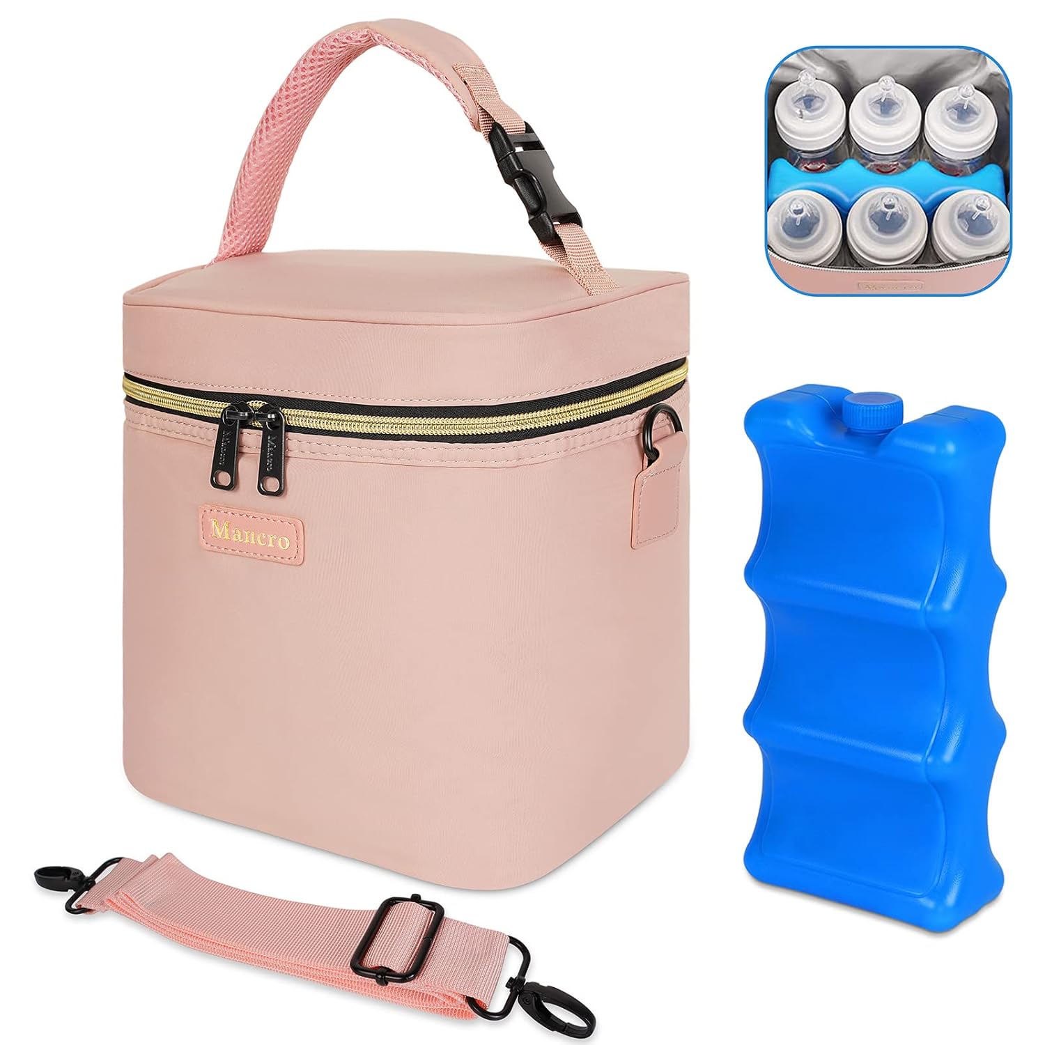 Amazon.com : Mancro Breastmilk Cooler Bag Fits 6 Baby Bottles Up to 9 ...