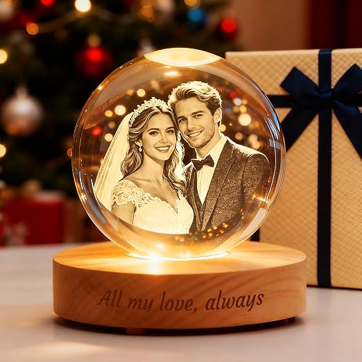 Amazon.com: Personalized 3D Crystal Ball with Photo Text, Christmas ...