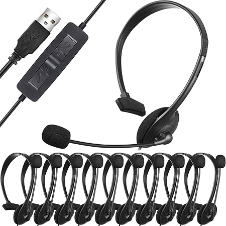 Amazon.com: Yunsailing 10 Pcs USB Headset with Microphone, Wired ...