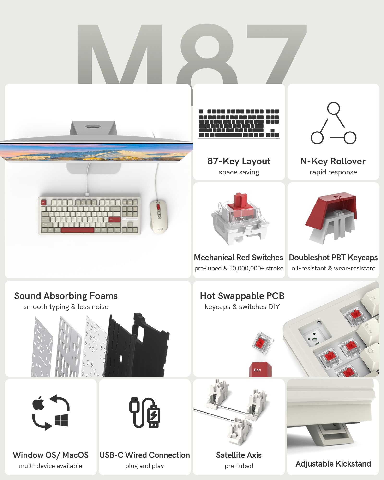 Snapklik.com : Womier M87 75% Retro TKL Mechanical Gaming Keyboard And ...