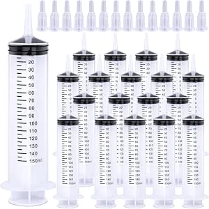Amazon.com: 20 Pack 150mL Syringes with Catheter Tip and Cap Plastic ...