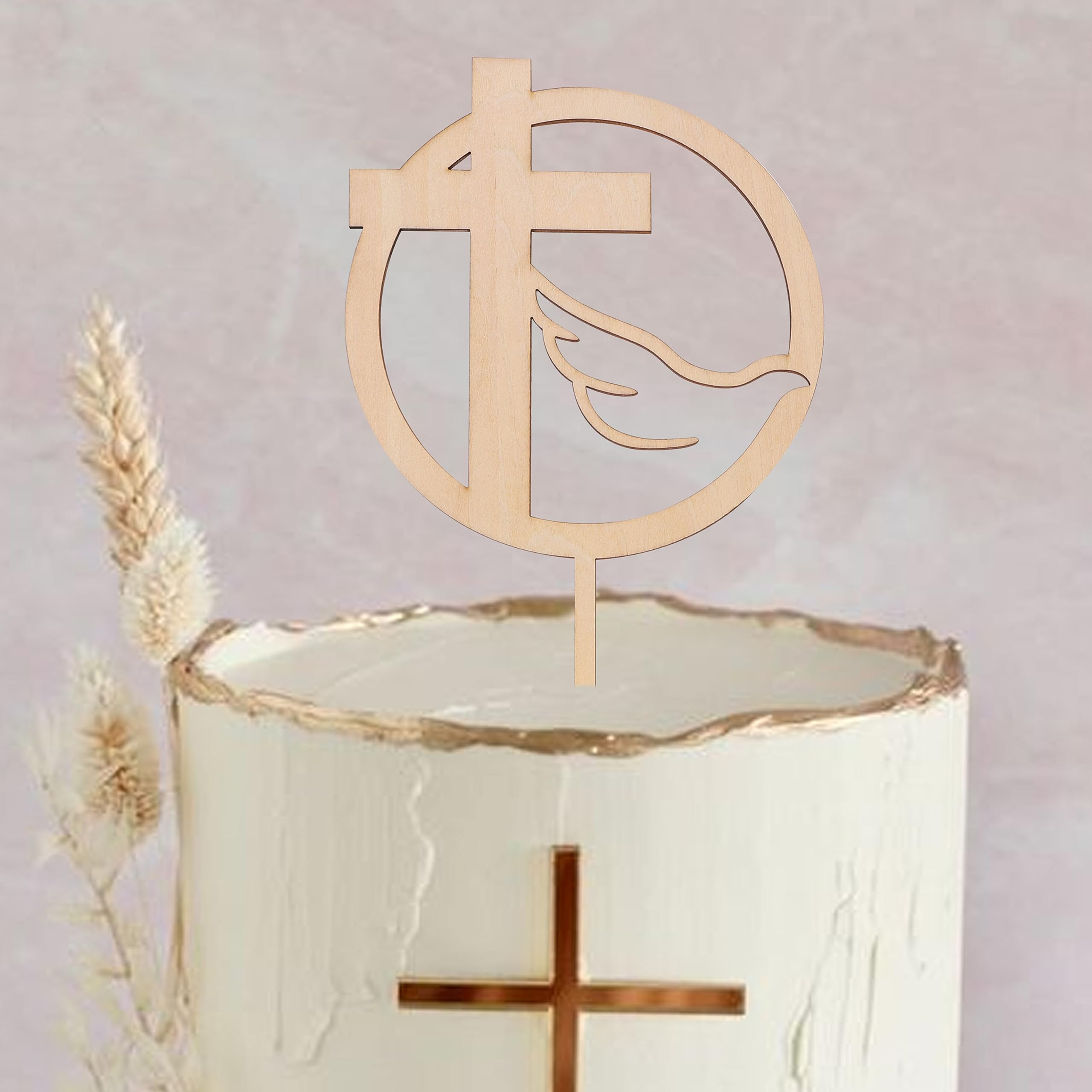 Snapklik.com : Wooden Gold Cross Cake Topper - Religious Cake Topper, Cross
