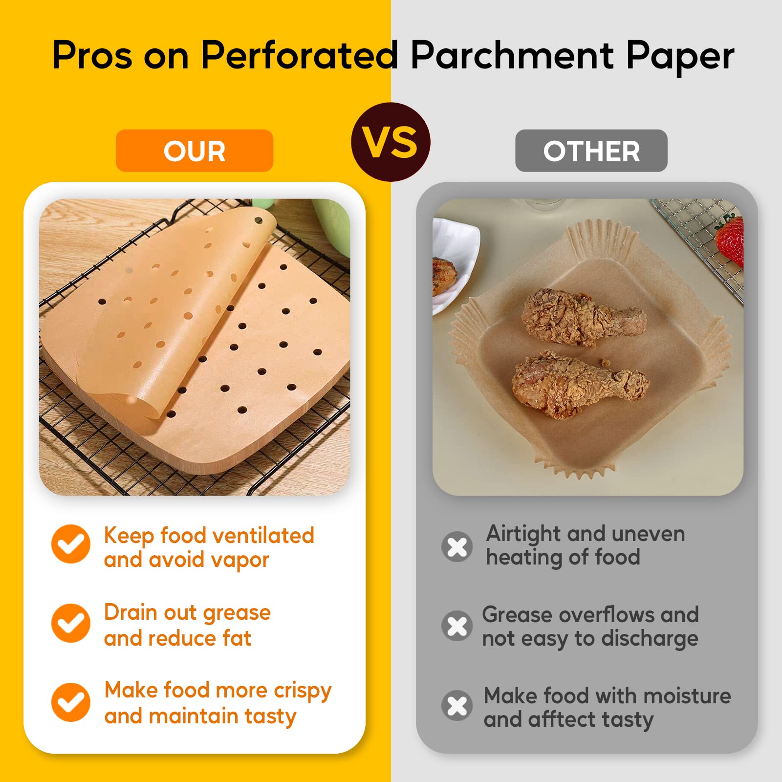 Snapklik.com : Katbite 200Pcs 9 Inch Air Fryer Parchment Paper, Heavy ...