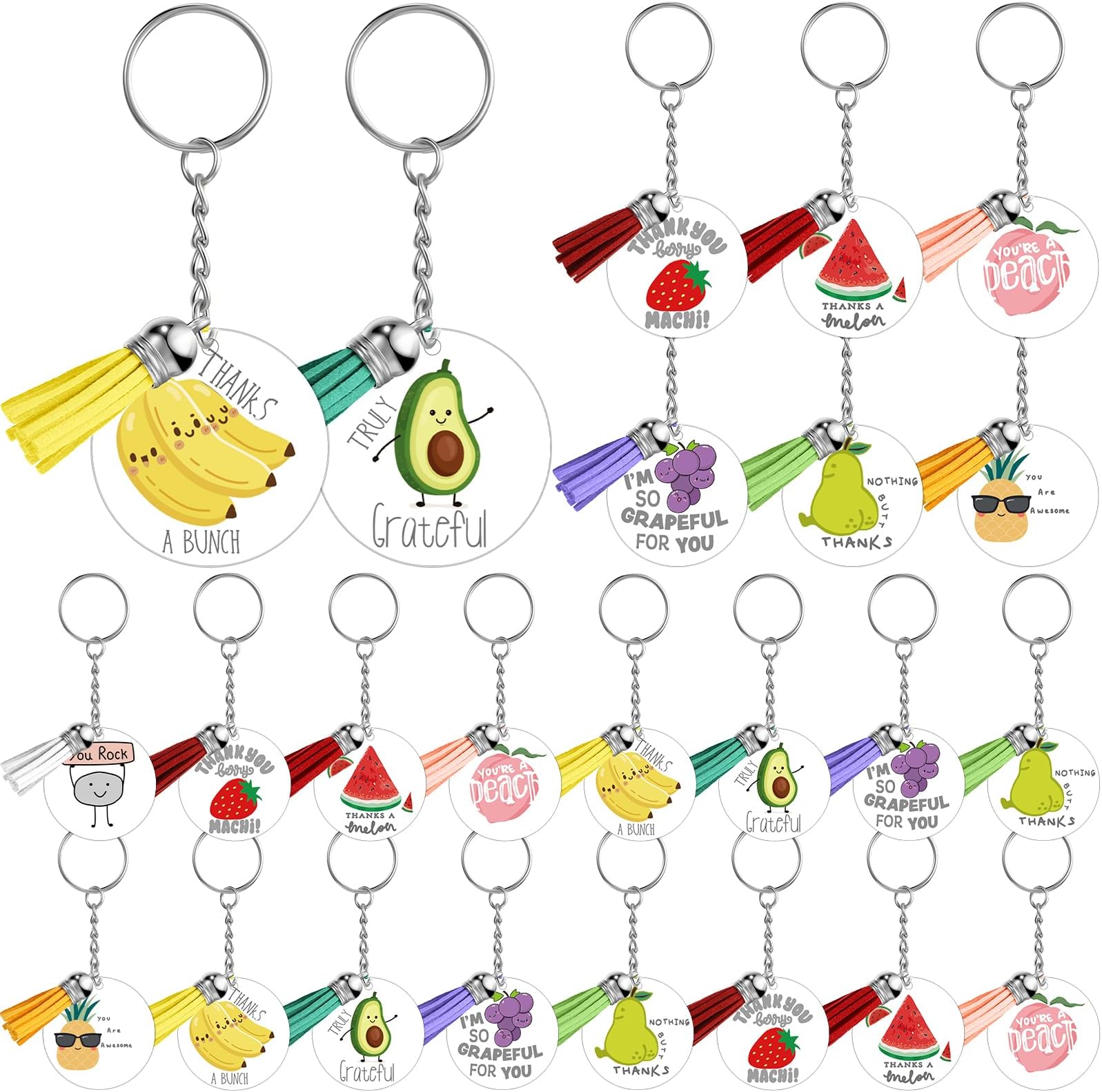 Amazon.com: Batiyeer 108 Set Funny Fruit Keychain Fruit Pun Thank You ...