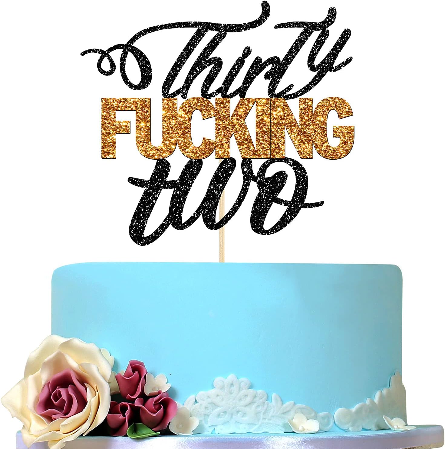 Amazon.com: Thirty Two Cake Toppers - 32 Years Old Cake Decoration,32nd ...